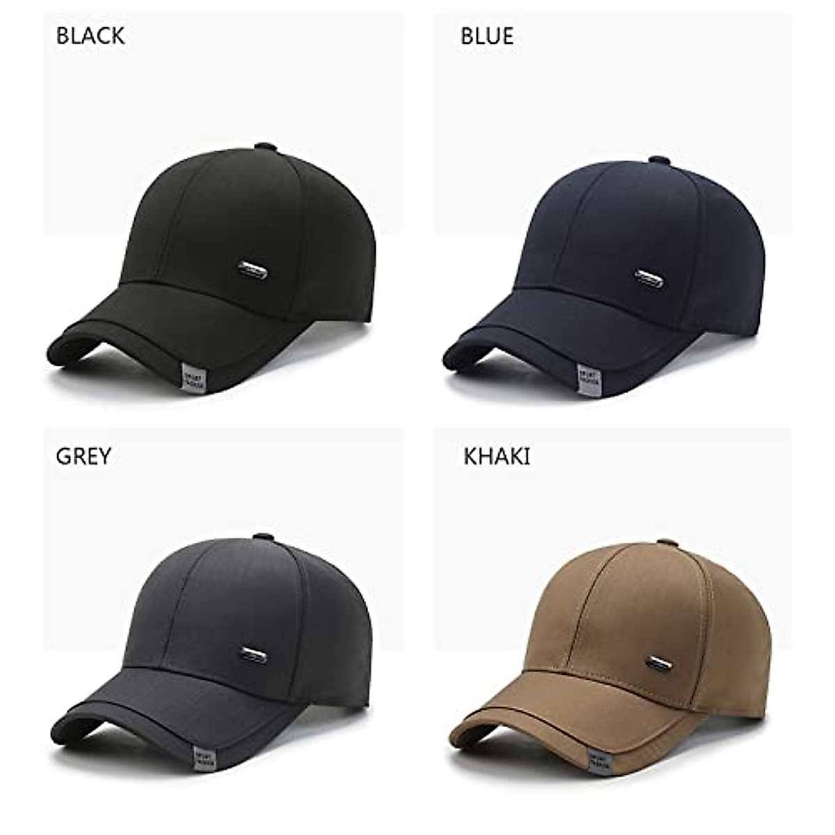 talajee Mens Women Cotton Baseball Cap Summer Adjustable Dad Hat Plain Black Trucker Hat Golf Low Profile Hat (Black)