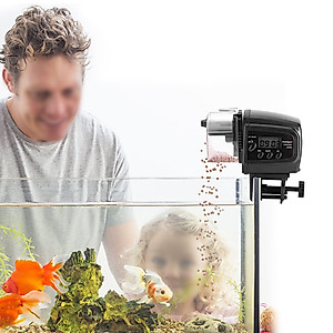 Yosoo Automatic Fish Feeder Turtle Feeder for Aquarium Fish Tank Vacation Weekend Fish Food Dispenser with Automatic Digital Timer for Flake Pellets Aquarium Fish Tank (Not Included Batteries)