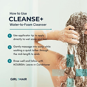 GIRL+HAIR Cleanse+ Moisturizing Shampoo | Restorative for Dry, Damaged Hair | Treat Dry, Itchy Scalp | With Shea Butter, Tea Tree Oil (10.1 fl oz)