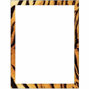 Tiger Print Border Stationery Letter Paper - Wildlife Animal Theme Design - Gift - Business - Office - Party - School Supplies