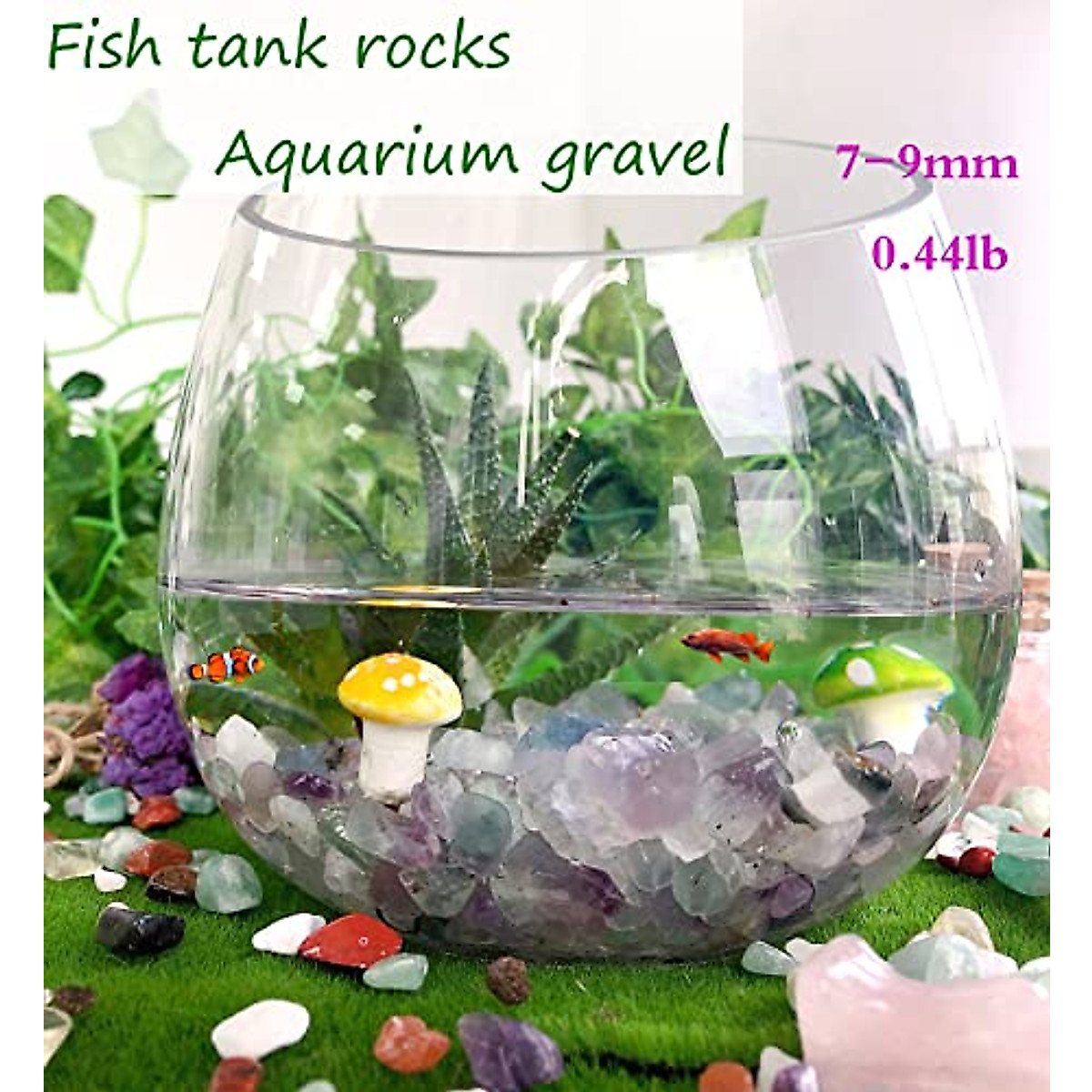 Fluorite Aquarium Gravel Rocks Natural Tumbled Healing Crystal Chips Bulk Gemstones Tumbled Crushed Stones for Fountain Vase Filler Planters Decorative Fish Tank Potted Reiki Energy Balancing 0.44lb