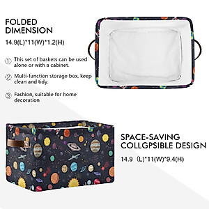 xigua Carton Space Spaceships Rectangular Storage Bin Canvas Square Storage Basket with Handles for Home,Office,Books,Nursery,Kid's Toys,Closet & Laundry