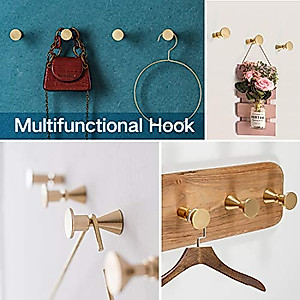 TECI Brushed Brass Decorative Wall Hooks,Gold, for Bathroom,Lavatory,Clothing Store, Hotel,Cafe,Hat,Towel Coat Hook Hangers Wall Mounted TC005A