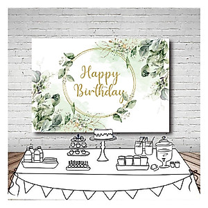 9x6ft Greenery Succulent and Eucalyptus Leaves Photography Backdrop Bloom Eucalyptus Leaves Photo Background for Happy Birthday Party Decoration Supplies