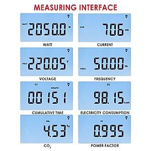 Watt Power Meter Plug-in Socket Power Meter, Home Electrical Usage Monitor Consumption, Kilowatt Wattage Voltage AMP Tester with Backlight Overload Protection