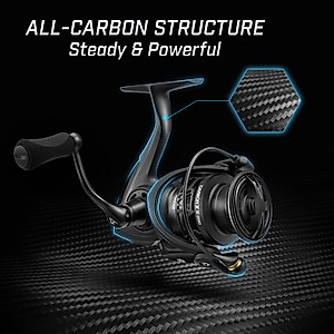 Piscifun Carbon X II Spinning Reels, Light to 5.5oz, Upgrade Spinning Fishing Reel, Carbon Frame and Rotor, 6.2:1, 10+1 Double Shielded BB, Smooth Powerful Freshwater and Saltwater Fishing Reel-3000