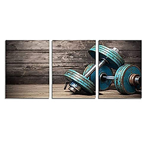 Modular Dumbbells Painting Modern Home Decor Poster 3 Pieces HD Printed Fitness Bodybuilding Gym Canvas Wall Art Wooden Art