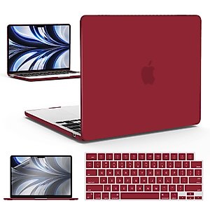 IBENZER Compatible with New 2024 2023 MacBook Air 15 inch Case M3 A3114 M2 A2941, Hard Shell Case & KeyboardCover & ScreenFilm for Mac Air 15.3" Retina Display & Touch ID, Wine Red, AT15-WR+2