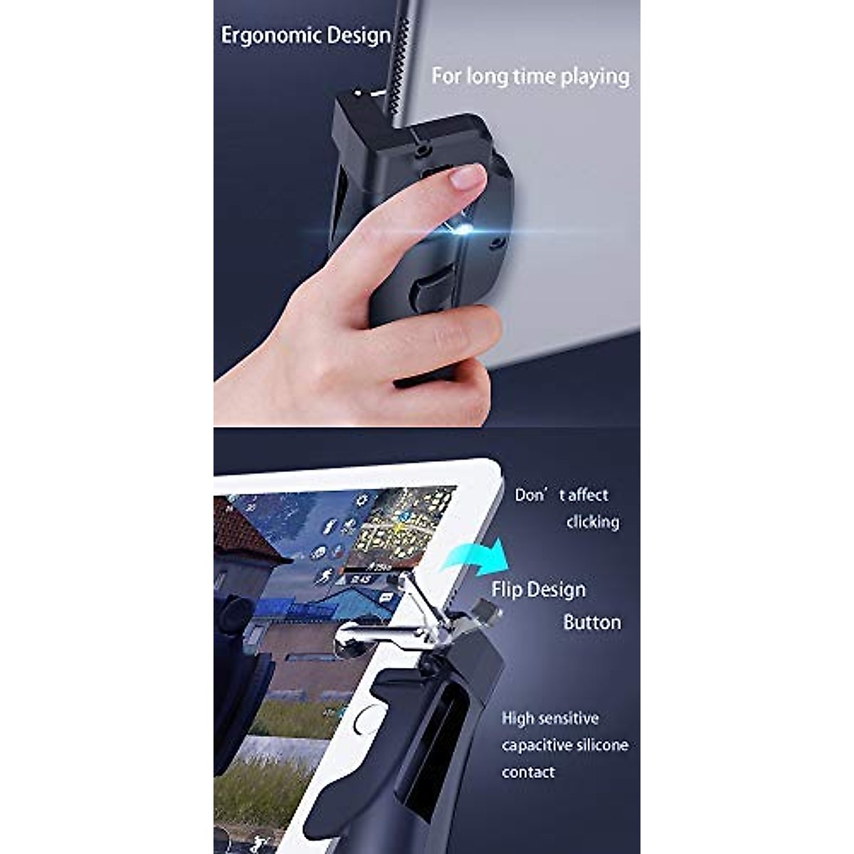 Ytuomzi Mobile Game Controller for iPad/Tablets, Sensitive Shoot Aim Gamepad Trigger for PUBG/Knives Out, Handgrip for Tablet & Smartphones