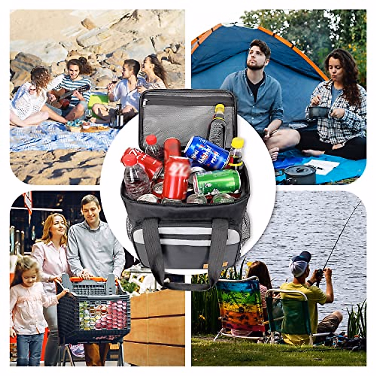 NUKUAAOT Insulated Cooler Bag Large 40 Can,Ice Cooler Bag Lunch Cooler for Men, Soft Sided Coolers Bag Insulated Leak Proof, Car Cooler Portable Travel Cooler Bag for Camping, Beach,Picnic(Black)