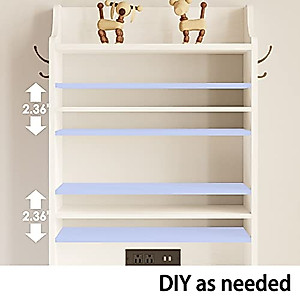 LIKIMIO Night Stand 55" Tall, End Side Table with with Charging Station and Storage Cabinet, Small Bookshelf, for Living Room Office Bedroom, Industrial White