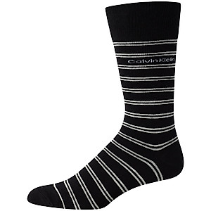 Calvin Klein Men's Dress Socks - Cotton Blend Crew Patterned Socks (4 Pack), Size 7-12, Black Assorted