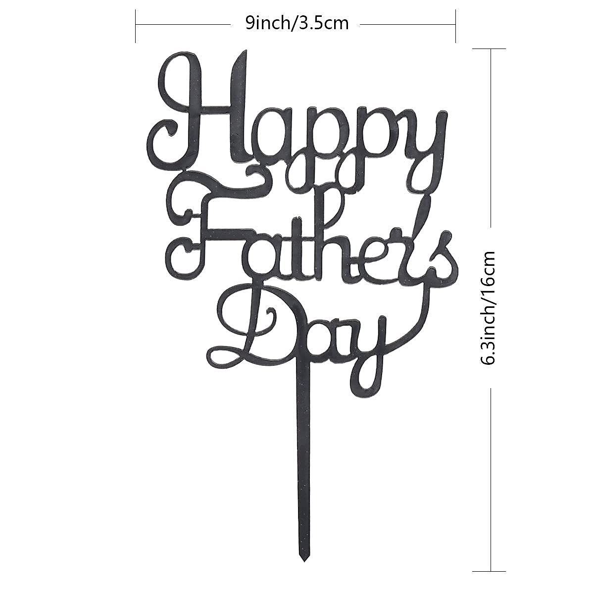 Happy Father's Day Cake Topper, 10 Pack Gold and Black Acrylic Cake Picks Cake Decorations Cake Food Decoration Party Supplies for Father's Day