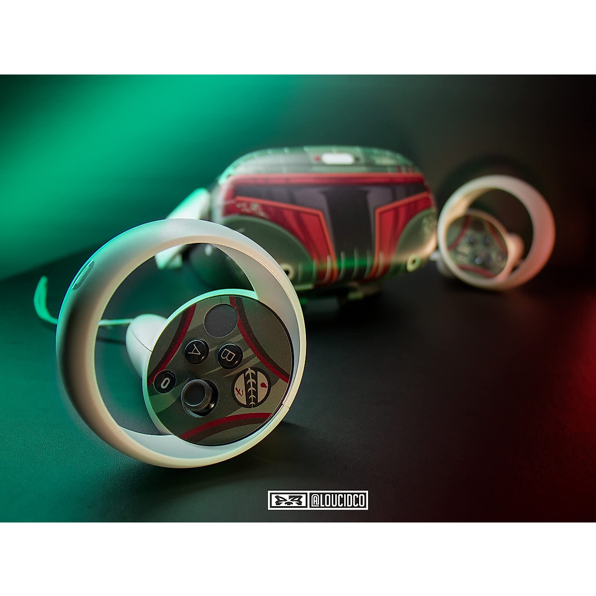 Arlon Graphics Bounty Hunter Skin Wrap Decal for Oculus Quest 2 - Includes Decals for The Front, top, Bottom, Two Controllers, Charging Plug and 2 Extra Stickers - Video Instructions, Green