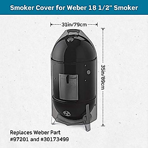 Stanbroil Premium Cover for 18" Smokey Mountain Cooker, Round Smoker Grill Cover Replaces Weber Part # 97201, Black
