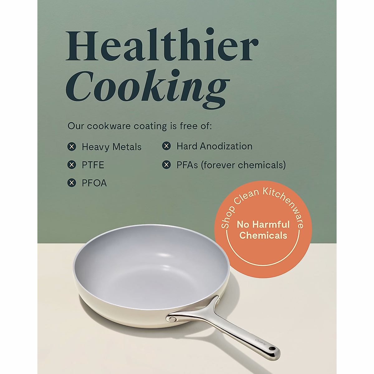 Caraway Nonstick Ceramic Frying Pan With Glass Lid (2.7 qt, 10.5") - Non Toxic, PTFE & PFOA Free - Oven Safe & Compatible with All Stovetops (Gas, Electric & Induction) - Perracotta