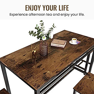 Recaceik 5 PCS Dining Table Set, Modern Kitchen Table and Chairs for 4, Wood Pub Bar Table Set Perfect for Breakfast Nook, Small Space Living Room