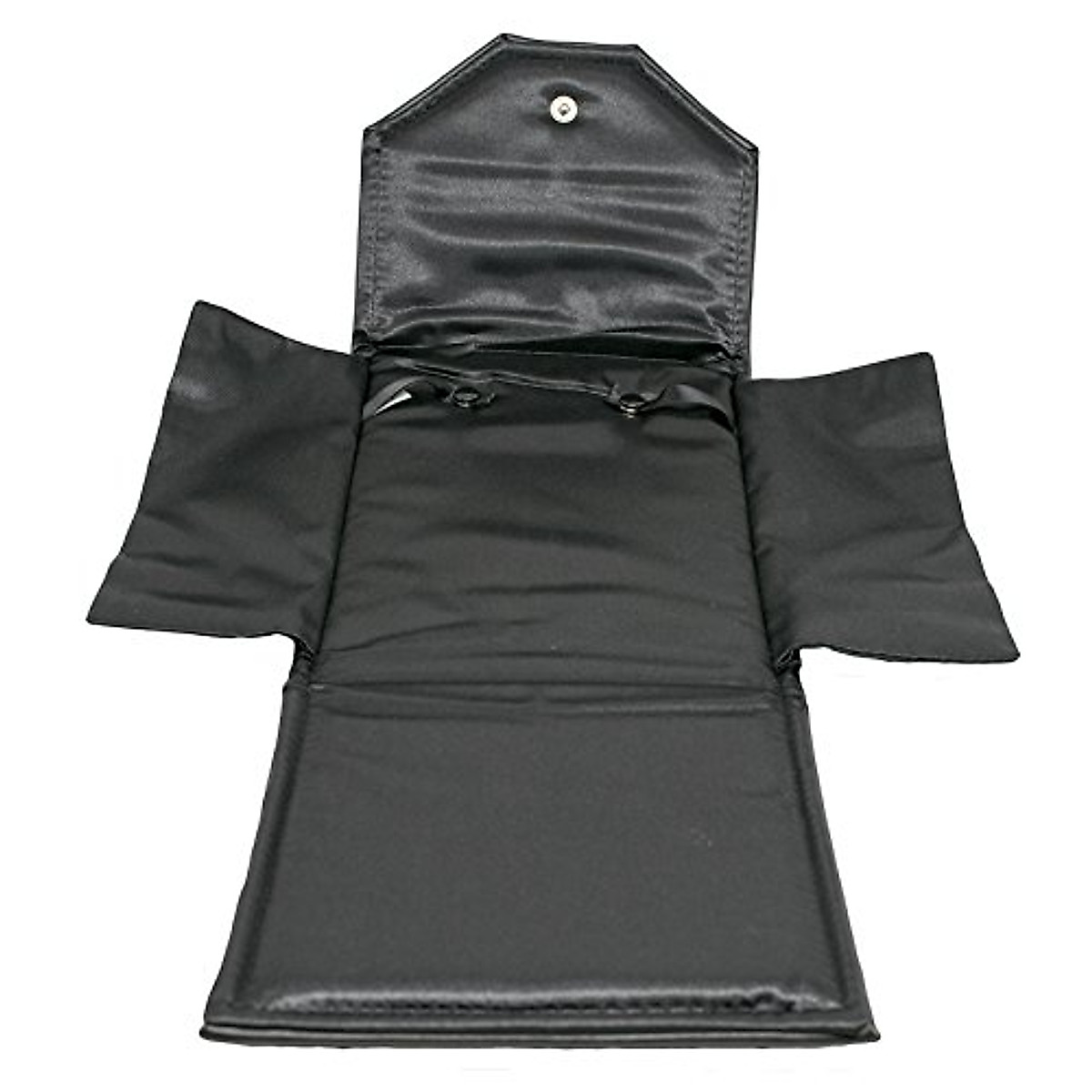 Novel Box Premium Large Black/Black Stitched Leatherette Pearl/Omega Necklace Folder + Custom NB Pouch