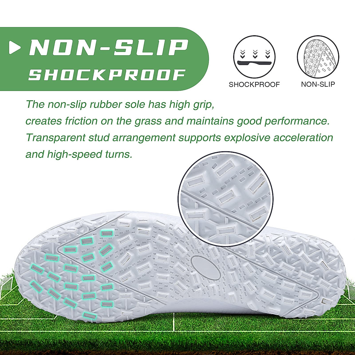 Indoor Soccer Shoes Mens Soccer Cleats Women Turf Soccer Shoes Men Zapatos de Futbol para Hombres Football Cleats Women Tacos de Futbol para Hombre Tacos de Futbol Youth Futsal Shoes TF White