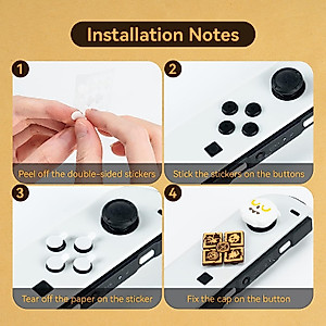 PERFECTSIGHT Cute D-Pad Button Caps Silicone Thumb Grips Set, ABXY Key Buttons Sticker Joystick Cover Caps Compatible with Nintendo Switch/OLED - Owl