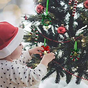 Hifunwu 1570 PCS Christmas Beaded Ornament Kit Christmas Tri-Shaped Beads Plastic Tri Beads with Pipe Cleaners Xmas Party Craft Wreath Candy Cane for Christmas Tree Hanging