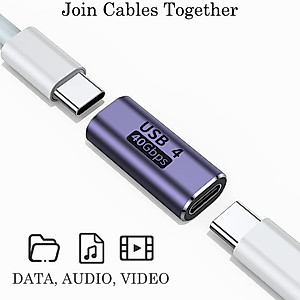 AuviPal USB C Coupler (2 Pack), USB Type C Female to Female Adapter Extender Compatible with Thunderbolt 4/3 Support up to 40Gbps Data Transfer, 100W Power Delivery and 8K@60Hz Video Pass Through