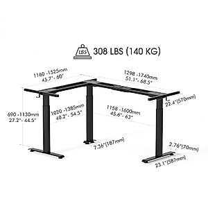 FEZIBO 75 Inch L Shaped Standing Desk with File Cabinet, Rustic Brown