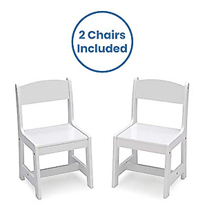 Delta Children MySize Kids Wood Table and Chair Set (2 Chairs Included) - Ideal for Arts & Crafts, Snack Time, & More - Greenguard Gold Certified, Bianca White, 3 Piece Set