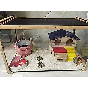 FORZENA Pet Small Animal Hideout Hamster House Deluxe Two Layers Wooden Hut Play Toys Chews Color Sepak Takraw and Barbell