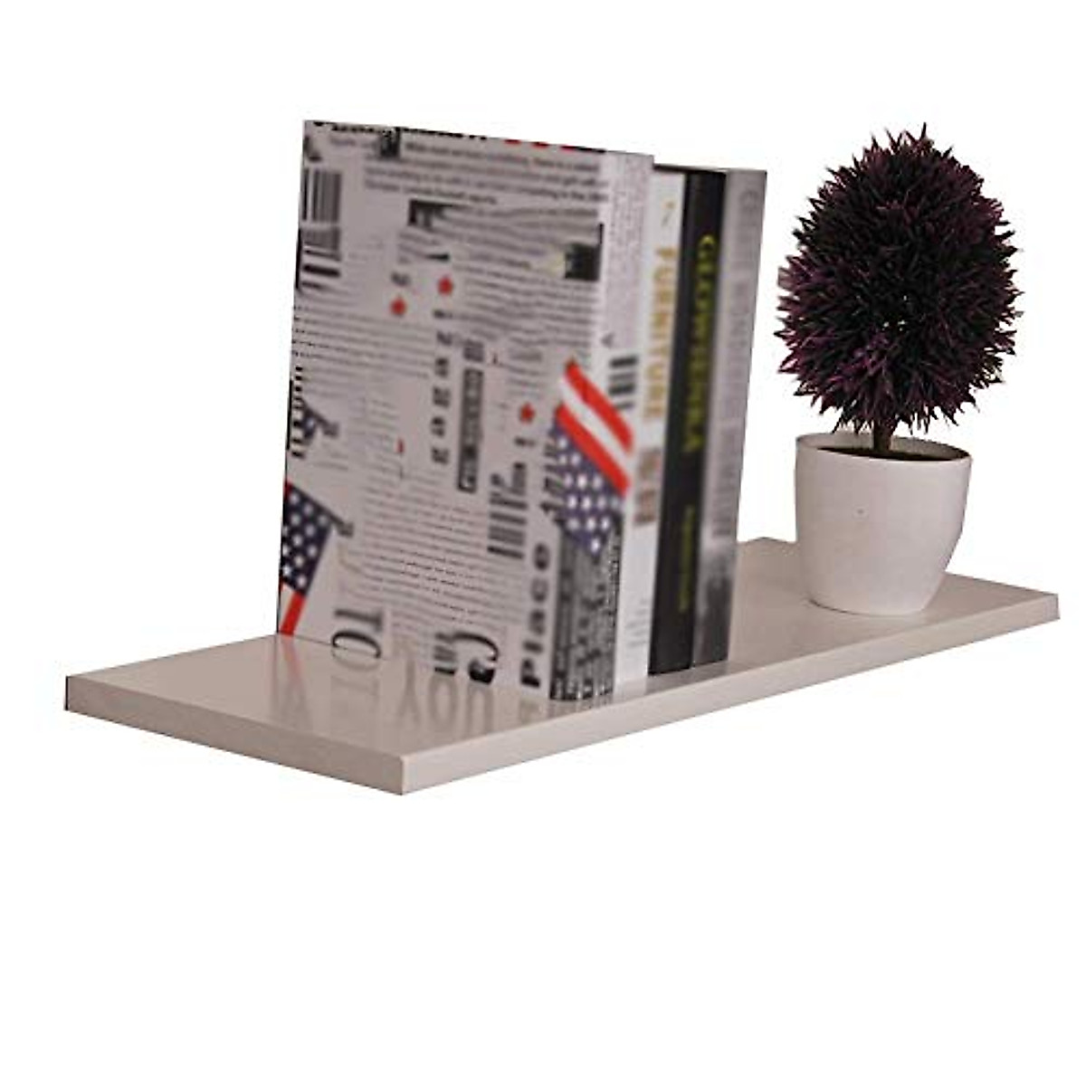 PIBM Stylish Simplicity Shelf Wall Mounted Floating Rack Shelves Solid Wood Bookshelf Storage Smooth Multifunction Living Room Kitchen,3 Colors,3 Sizes, White ,