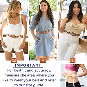 SUGOWEAR Woven Multicolor Belt for Women Fashion Casual Jean and Dress Waist Belt with Square Buckle