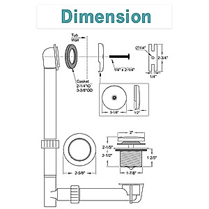 BESTILL Tip-Toe Bathtub Drain Kit and Overflow Plate, Oil Rubbed Bronze
