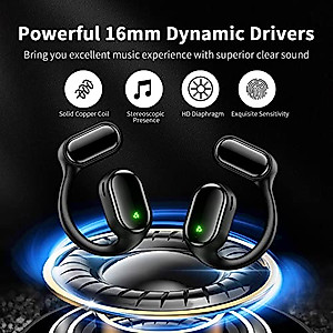 Open Ear Wireless Earbuds for iPhone 14 Pro Max 13 COOYA Bluetooth 5.3 Headphones with Dual 16mm Dynamic Drivers 32H Playtime IPX5 Waterproof Sport Headsets for Samsung Galaxy S22 Ultra Flip 4 Pixel 7