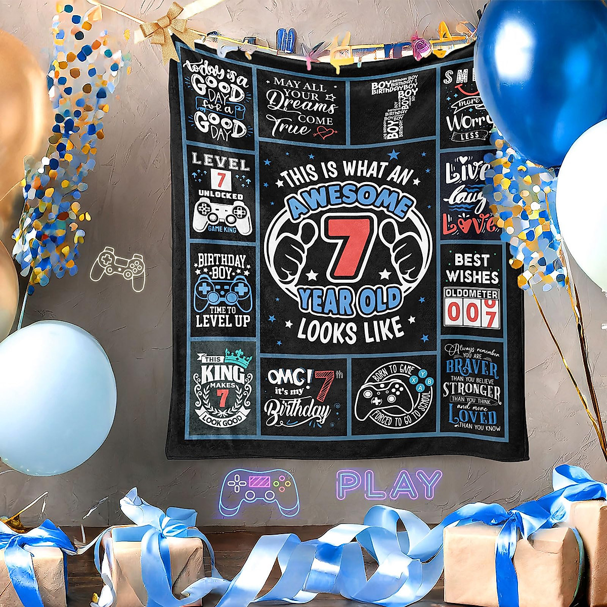 7 Year Old Boy Birthday Gifts, Birthday Gifts for 7 Year Old Boy, Best Gift for 7 Yr Old Boy Birthday Throw Blanket 50"X40", Seven Year Old Boy Birthday Gift Ideas, Birthday Present for Boys Age 7