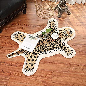 Leopard Print Rug, 2.7 W x 3.5 L Feet Faux Cowhide Skin Rug Animal Printed Area Rug Carpet for Home Office, Livingroom, Bedroom