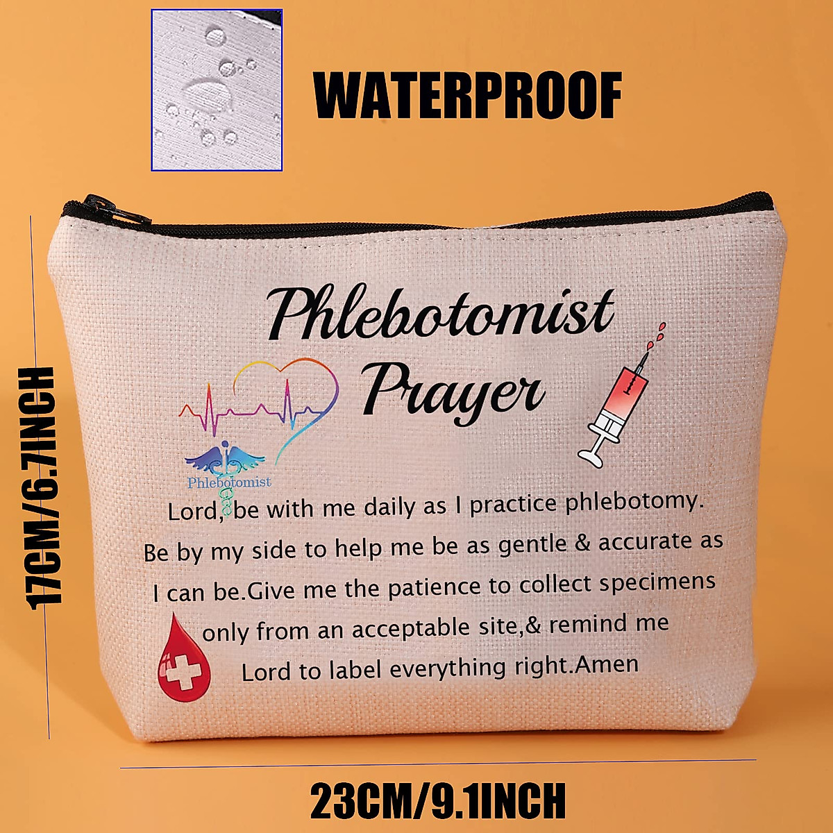 JYTAPP Phlebotomist Gifts Phlebotomist Prayer Cosmetic Makeup Bag For Women Phlebotomy Technician Gifts PBT Nurse Graduation Gifts Phlebotomist Nurse Lab Tech Gifts