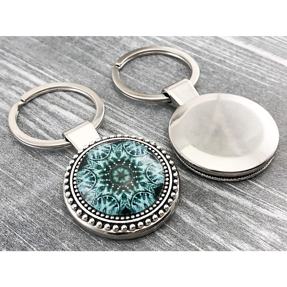 Teal Medallion Keychain for Women Handbag Charm