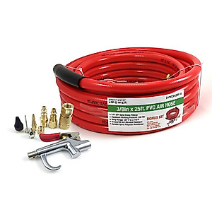 DP Dynamic Power 3/8 x 25 FT PVC Air Compressor Hose WITH 10 Pieces Air Compressor Accessories Kit