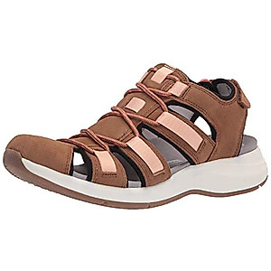 Clarks Women's Solan Sail Flat Sandal, Dark Tan Leather/Suede, 8