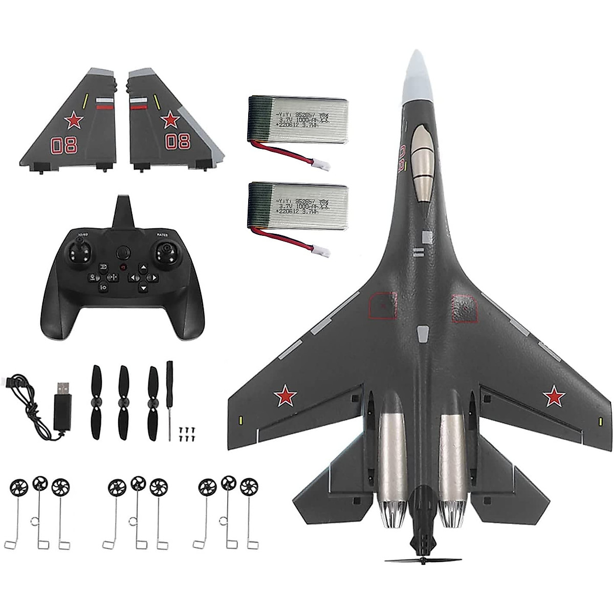 PLRB TOYS RC Plane Remote Control Airplane RTF 4CH Brushless Tail Motor 3D / 6D Stunt Function SU35 Jet Aircraft with Hobby Model 2 Left Hand Throttle