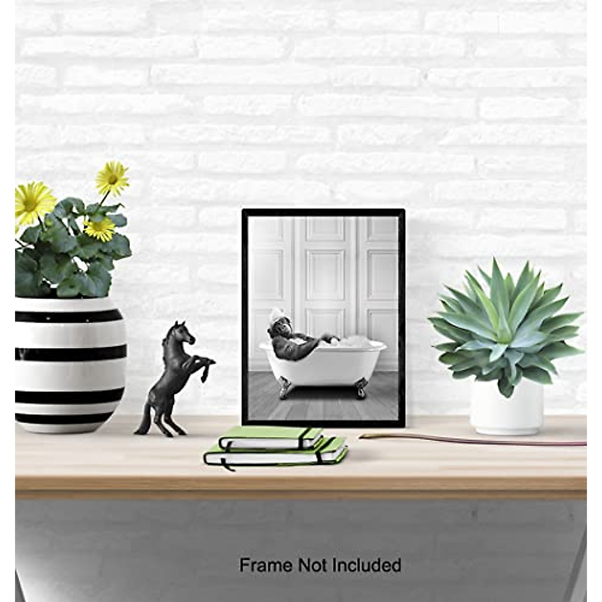 Funny Bathroom Decor for Men, Women - Cute Modern Bathroom Accessories - Bathroom Pictures - Bath Wall Decor - Monkey Chimp Wall Art - Cool Unique Bathroom Sign - Powder Room - Guest Bathroom Poster