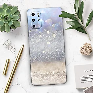 DesignSkinz Light Blue and Tan Unfocused Orbs of Light Protective Vinyl Decal Wrap Skin Cover Compatible with The Samsung Galaxy S20 (Screen Trim & Back Glass Skin)