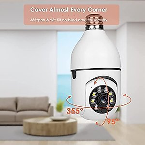 KOWVOWZ 2PCS 2.4GHz & 5GHz Wireless WiFi Light Bulb1080P Security Camera Wireless Outdoor, 360° Indoor Light Socket Security Cameras for Home Security with 2-Way Audio, Smart Motion Detection (2PCS)