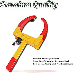 Zento Deals Security Tire Clamp - Heavy Duty Anti- Theft Vehicle Wheel Lock for Car Trailer