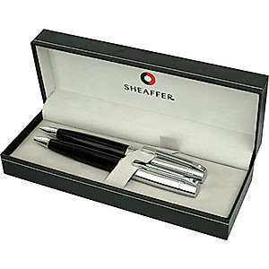 Sheaffer Gift Collection 2 (300) Ball Point Pen/Pencil Set, Satin Chrome Cap, Glossy Black Barrel with Chrome Plate Trim, 0.7mm Blue Refill (SH/9314-9)