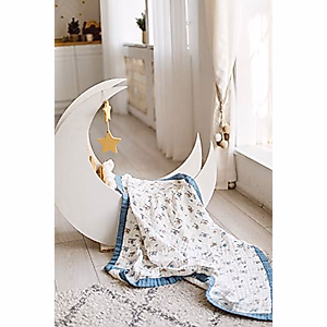 Kofaneek Blanket Toddler for Newborn, Infant, Unisex, Boy & Girl, 6 Layers Soft and Breathable, 43X43 inches, Ideal Lightweight Cotton Muslin (Blue Snail)