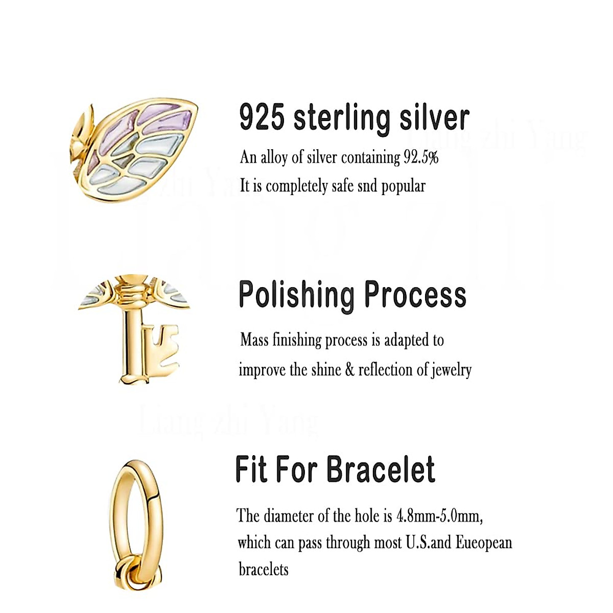 HappyStar 925 Sterling Silver Charms for Pandora Charms Bracelets and Necklaces Beads Charms Jewelry Mother's Day Gift for Women （With one Spacer Bead Charms