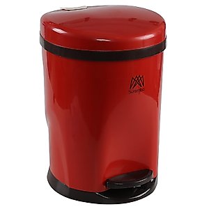 Xowine 2.6 Gallon Round Plastic Garbage Bin with Step Foot Pedal, Small Step-on Trash Can, Red