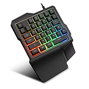 whdz USB Wired Mechanical Feeling Keyboard Mouse Set Ergonomic Single Hand Gaming Keyboard and Backlit Mouse Combo with Wrist Rest Support