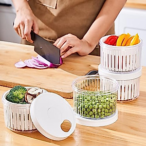 KAFUN 3Pack Berry Keeper Container,Berry Storage Container for Fridge with Lids,Fruit Produce Saver with Removable Strainer Basket,Scallion Storage Box,Fresh Keeper for Scallion Ginger Garlic